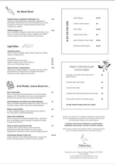 Our Menu | The Pelican Inn